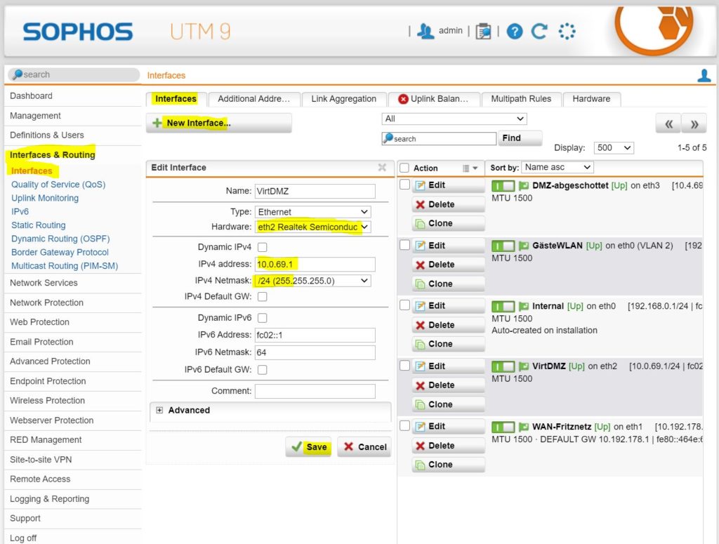 Ubuntu how to setup a virtual DMZ with a virt. Sophos UTM - Network Guy